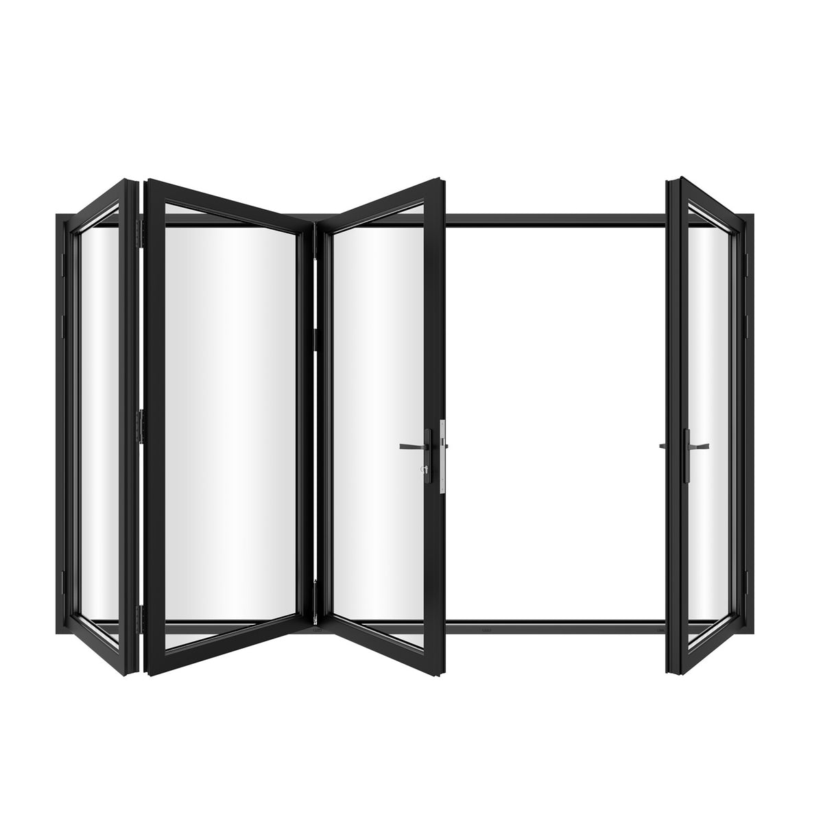 KaMic Versa-Fold 120" x 80" 4 Panels Alumnium Folding Door in Black, O ...