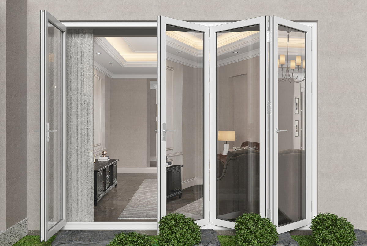 KaMic 120" x 96" 4 Panels Aluminum Folding Door In White, One Door Rig ...