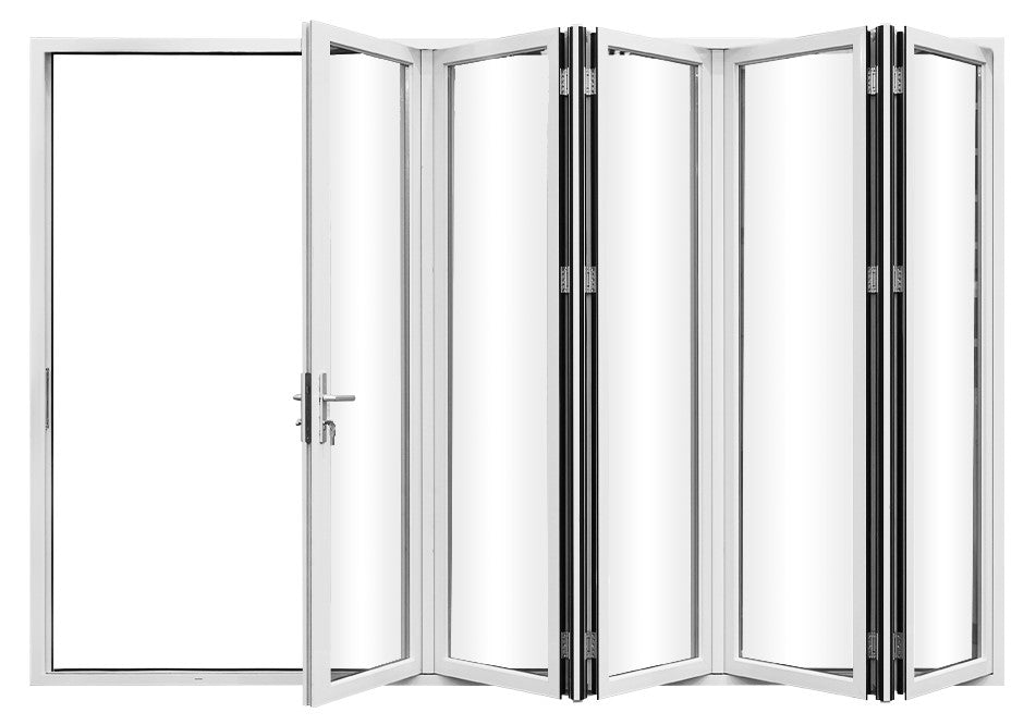 KaMic Elite-Fold 144" x 96" 5-Panel Aluminum Folding Door in Sleek Whi ...