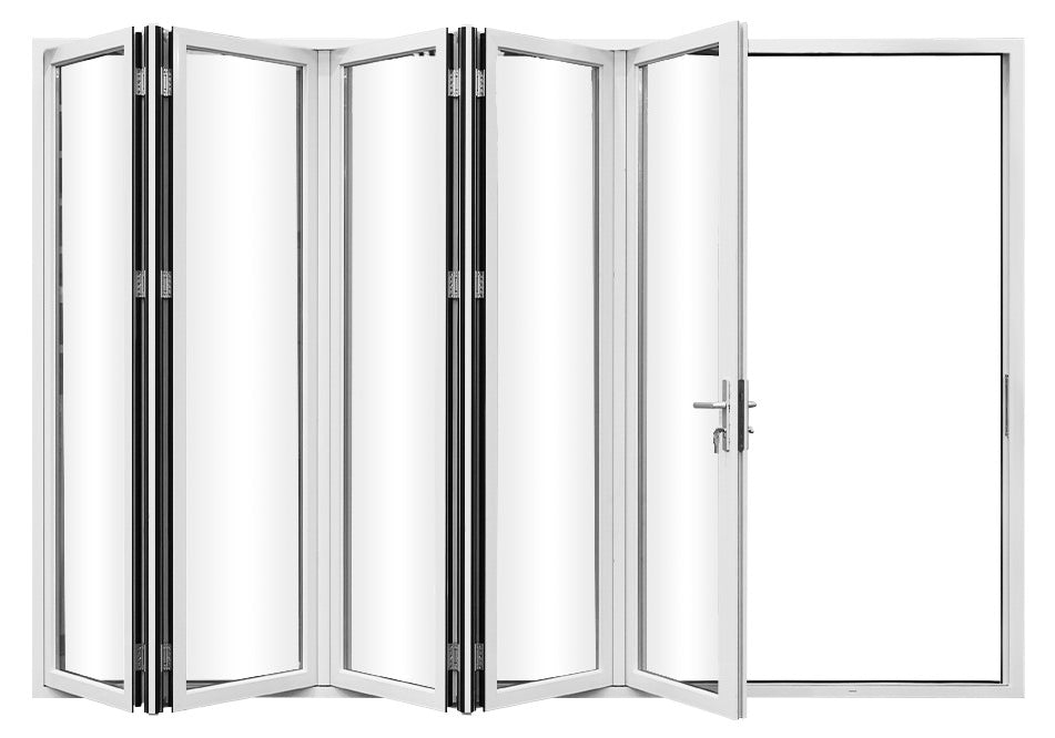 KaMic Elite-Fold 144" x 96" 5-Panel Aluminum Folding Door in Sleek Whi ...