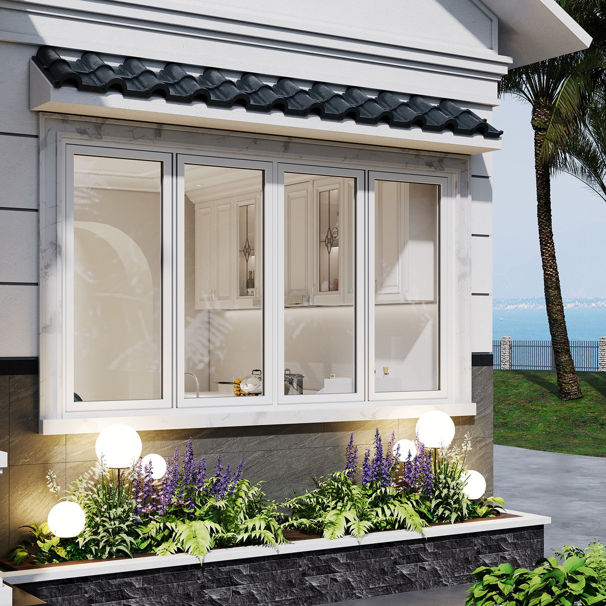 KaMic Elite-Fold 96" x 48" 4-Panel Aluminum Folding Window in Sleek Wh ...